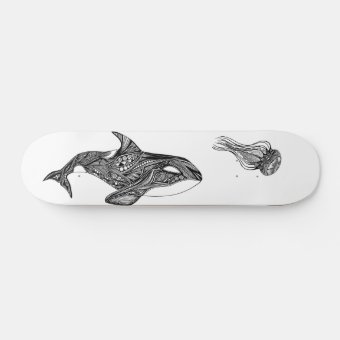 Orca and Jellyfish "Killer" Skateboard Deck | Zazzle