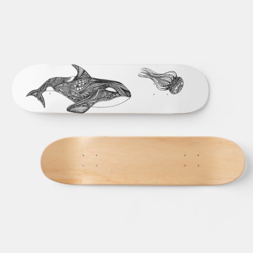 Orca and Jellyfish "Killer" Skateboard Deck | Zazzle