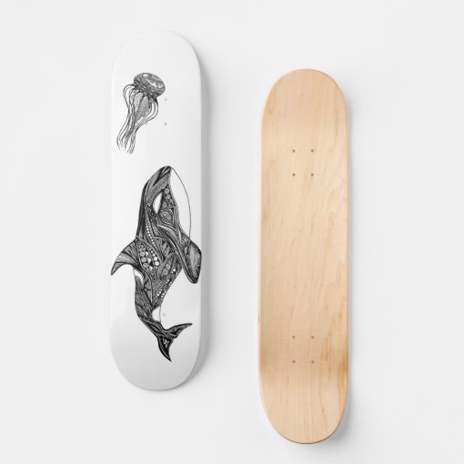 Orca and Jellyfish "Killer" Skateboard Deck | Zazzle