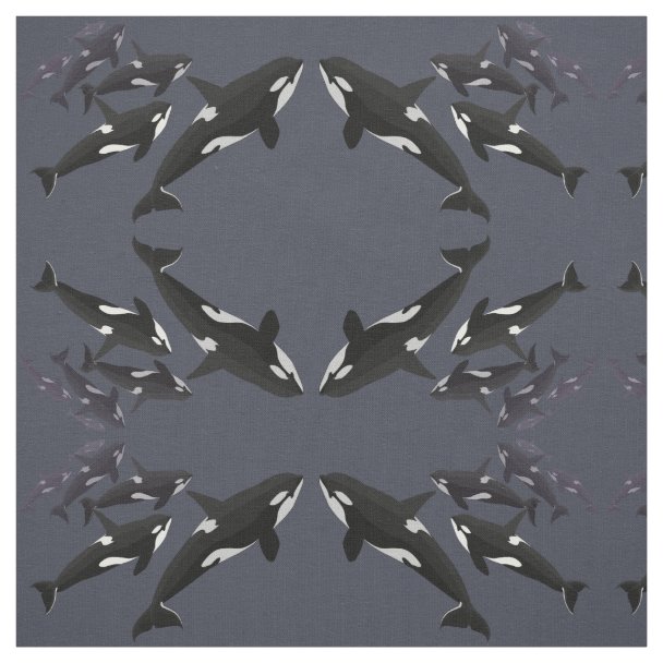 Orca Fabric Killer Whale Art Natural Linen Fabric | Zazzle