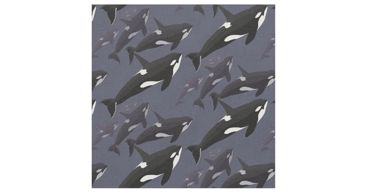 Orca Fabric Killer Whale Art Natural Linen Fabric | Zazzle