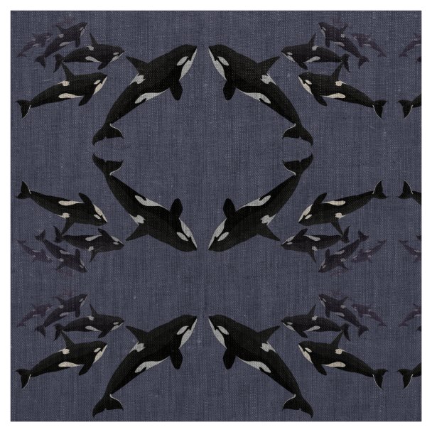 Orca Fabric Killer Whale Art Natural Linen Fabric | Zazzle