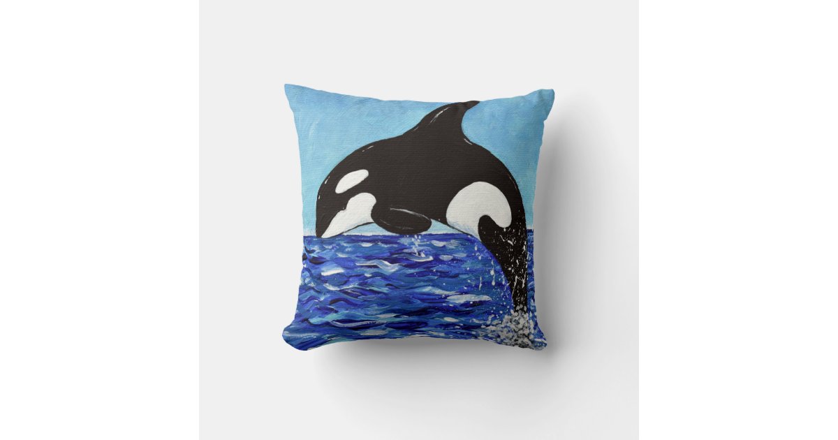 Orca in the Blue Painting Throw Pillow | Zazzle