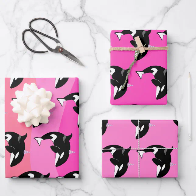 Orca Killer Whale Birthday Wrapping Paper Sheets | Zazzle