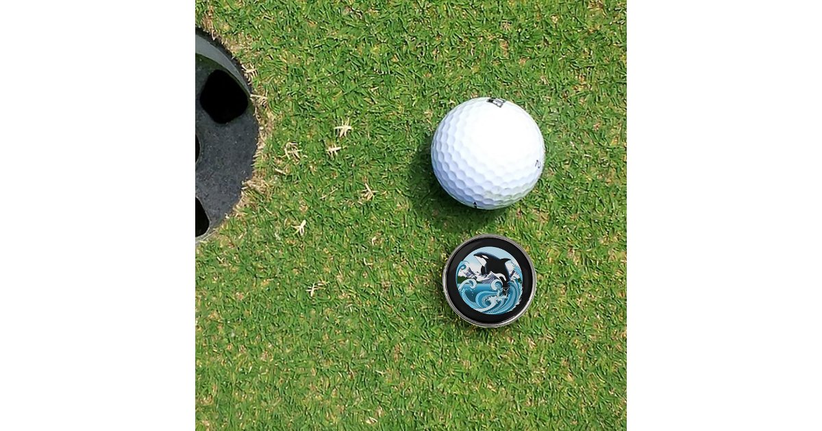 Orca Killer Whale Blue Ocean Golf Ball Marker | Zazzle