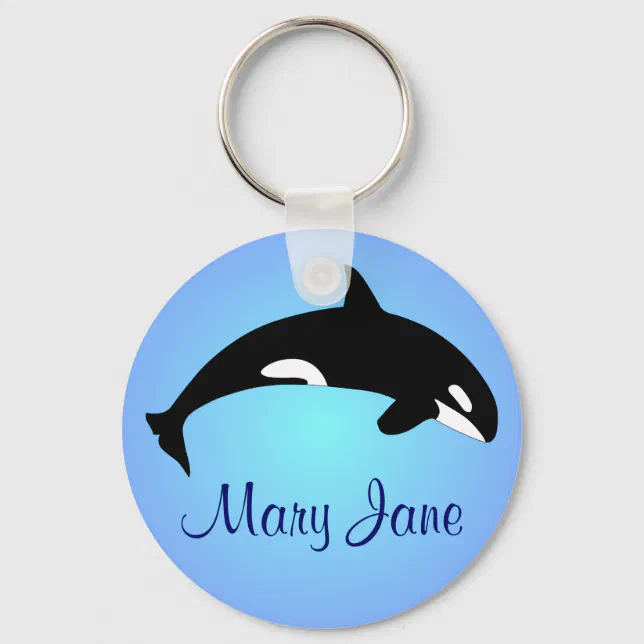 Orca Killer Whale Gradient Blue Name Keychain | Zazzle