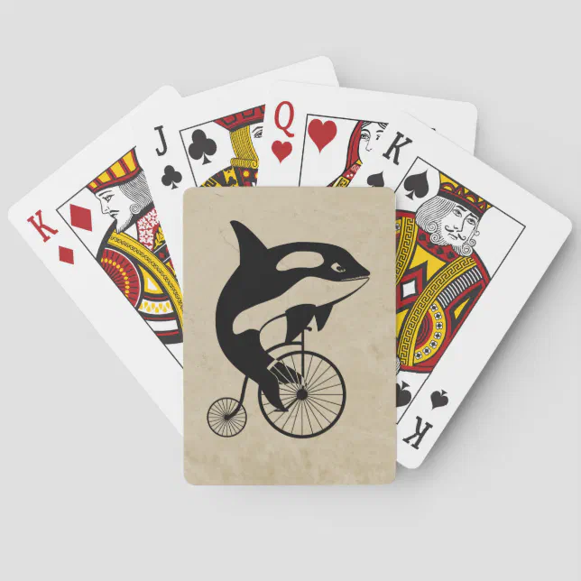 Orca Killer Whale on Vintage Bike Poker Cards | Zazzle