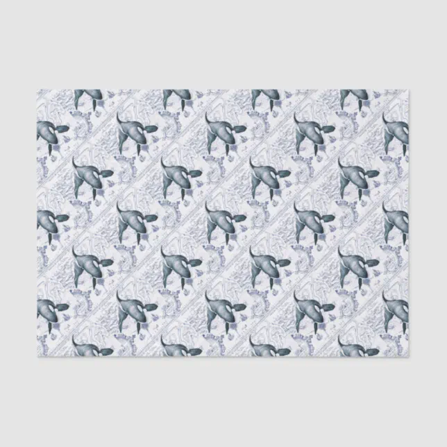 Orca Map Blue Tissue Paper | Zazzle