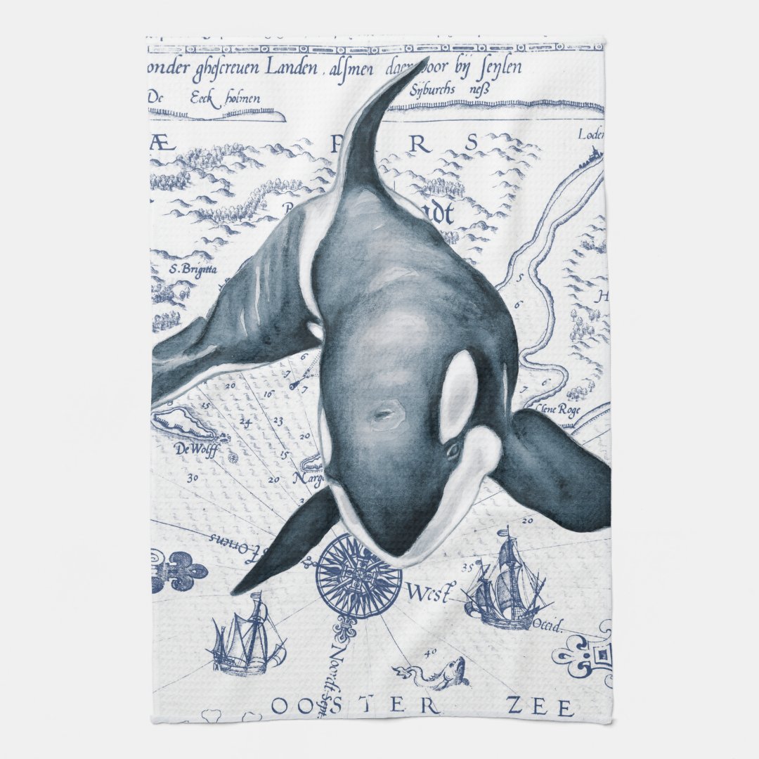 Orca Map Blue Towel | Zazzle