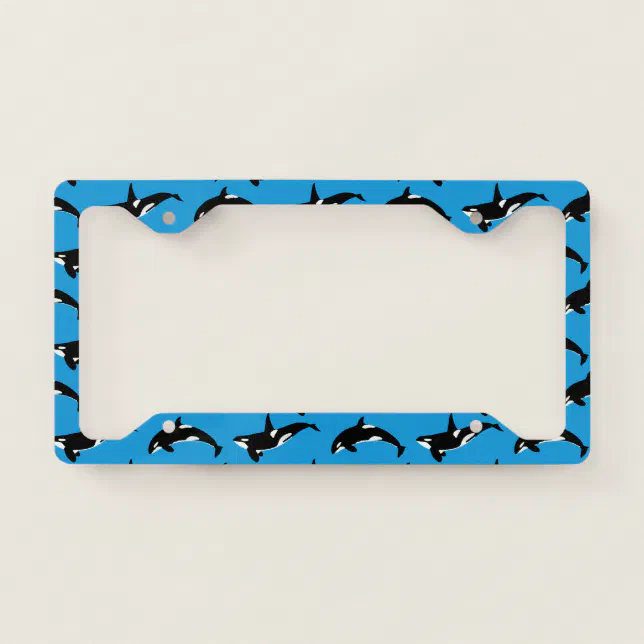 Orca Pattern: Blue License Plate Frame | Zazzle
