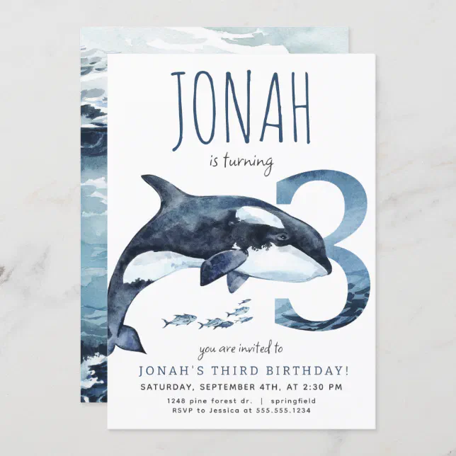 Orca Third Birthday Invitation | Zazzle
