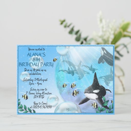 Orca Under The Sea Party Invitations | Zazzle