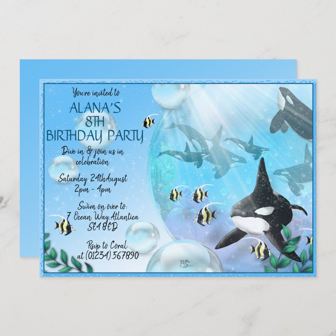 Orca Under The Sea Party Invitations | Zazzle