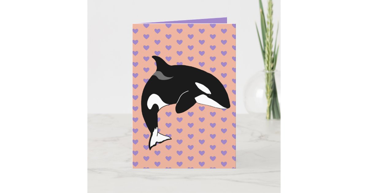 Orca Valentines Day Thank You Card | Zazzle