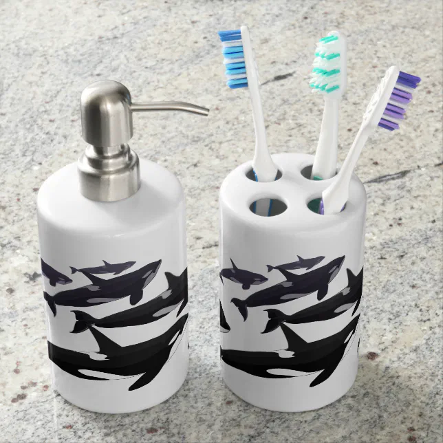 Orca Whale Bath Sets Killer Whales Bathroom Set | Zazzle