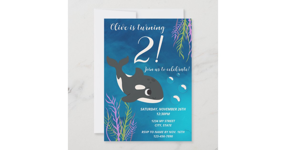 Orca Whale Birthday Invitation | Zazzle