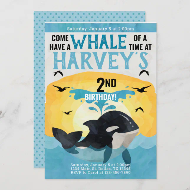 Orca Whale Birthday Party Invitation Invite | Zazzle