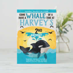 Orca Whale Birthday Party Invitation Invite | Zazzle