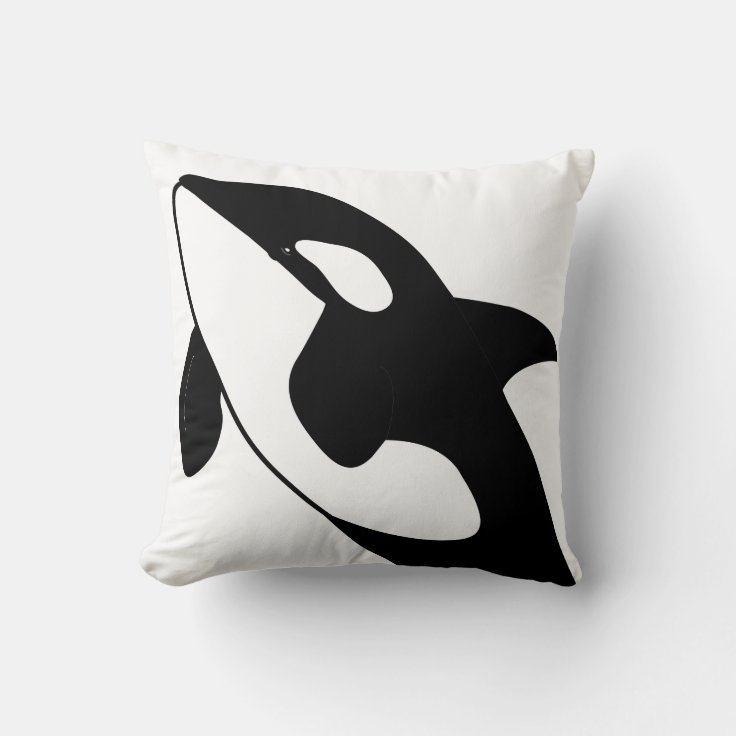 Orca Whale Black and White Square Pillow | Zazzle