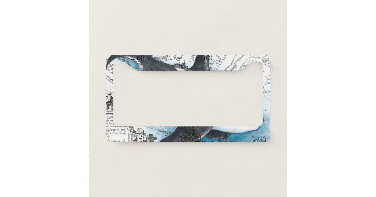 Orca Whale Blue Watercolor Nautical Map License Plate Frame | Zazzle