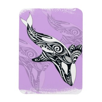 Orca Whale Brushed Tribal Pink Doodle Magnet | Zazzle