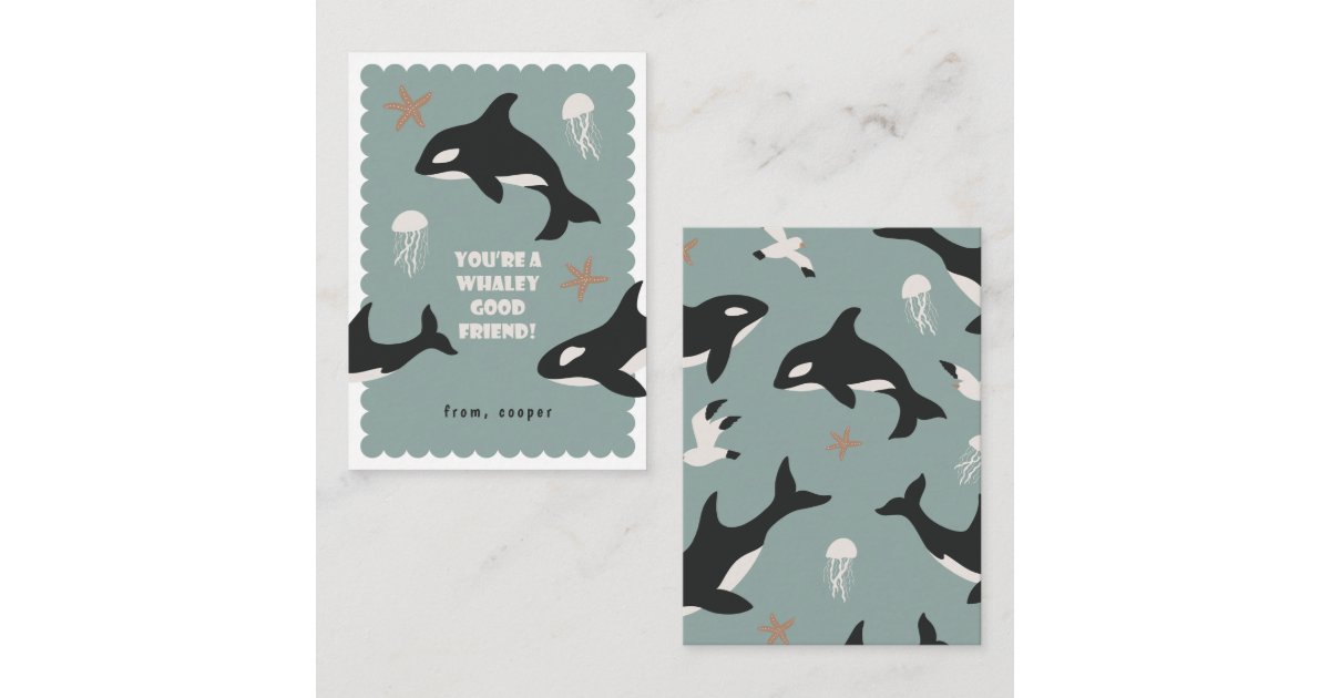 Orca Whale Class Valentine Card | Zazzle