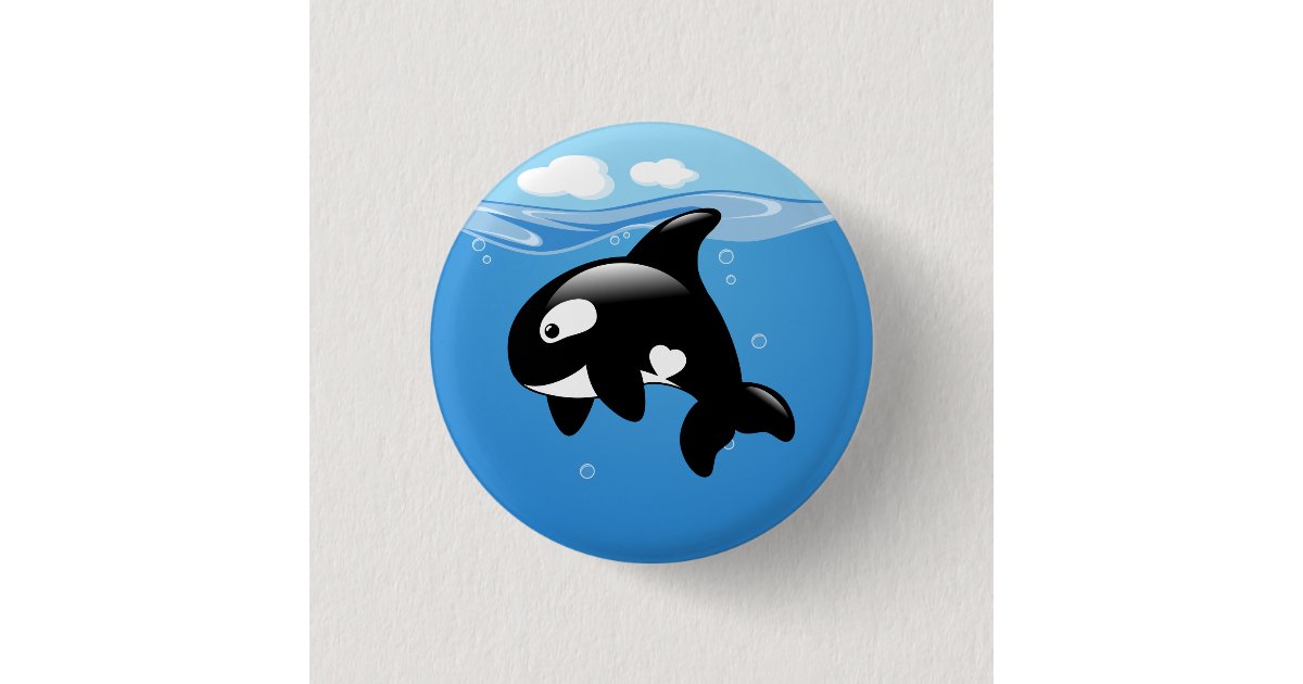 Orca Whale in Ocean Pinback Button | Zazzle
