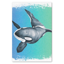 Orca Whale Teal crystal Tissue Paper | Zazzle