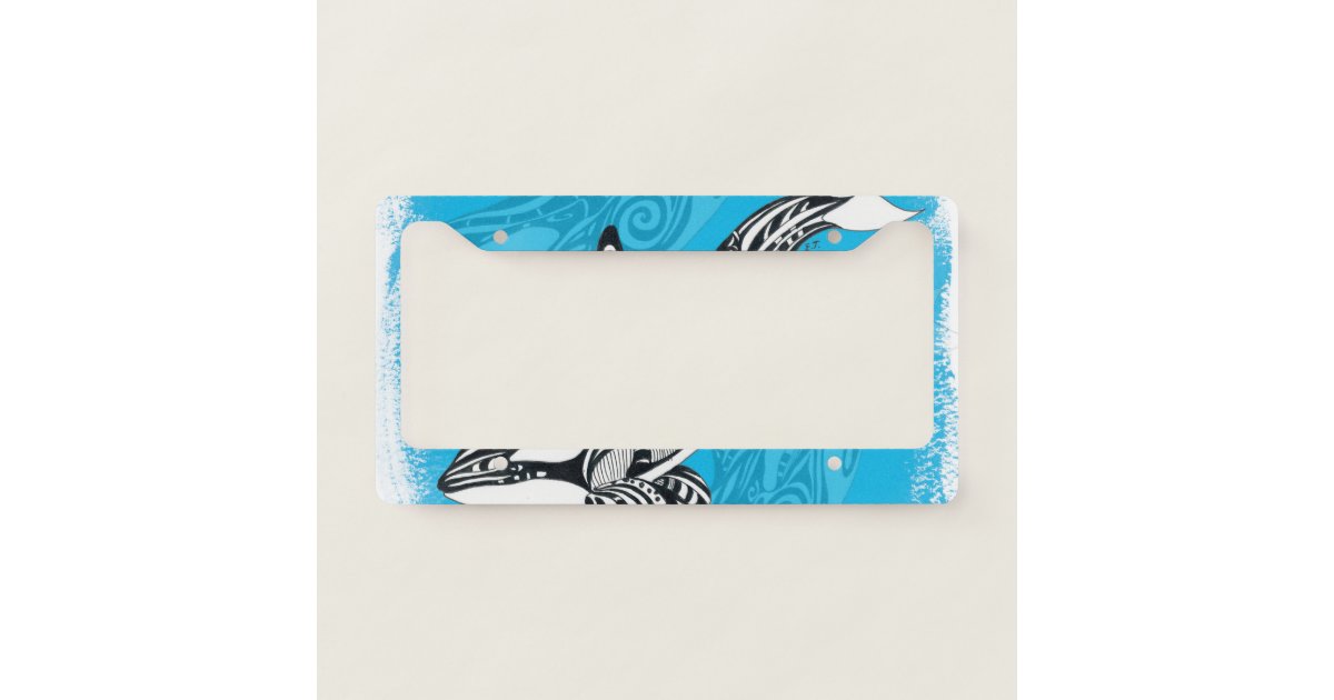 Orca Whale Tribal Art Blue License Plate Frame | Zazzle