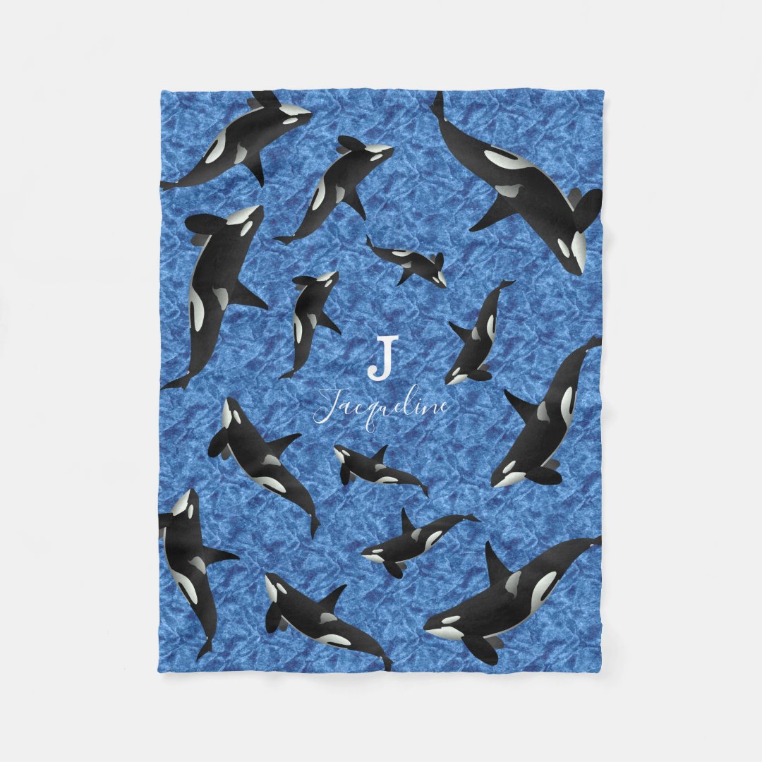 Orca Wild Killer Whale Pod | Personalized Fleece Blanket | Zazzle