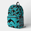 Orcas Killer Whales Teal Blue Personalized Printed Backpack | Zazzle