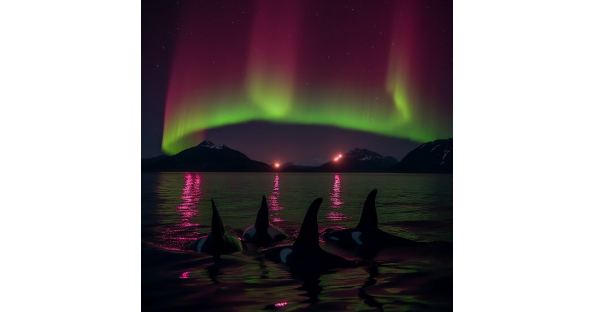 Orcas Swim In Purple Aurora - Killer Whale Jigsaw Puzzle | Zazzle