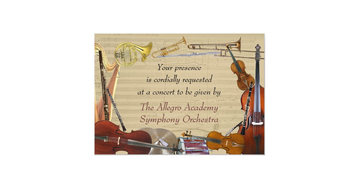 Orchestra Instruments Concert Invitation | Zazzle.com