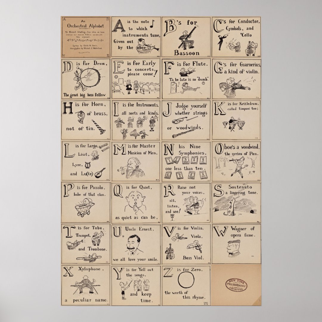 Orchestral Alphabet Poster | Zazzle