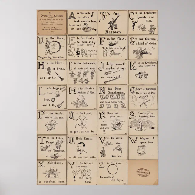 Orchestral Alphabet Poster | Zazzle