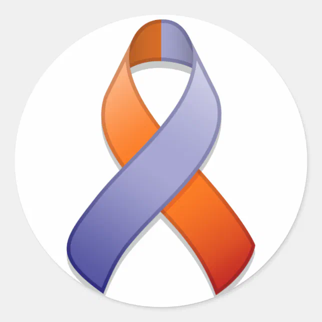 Orchid and Orange Awareness Ribbon Round Sticker | Zazzle