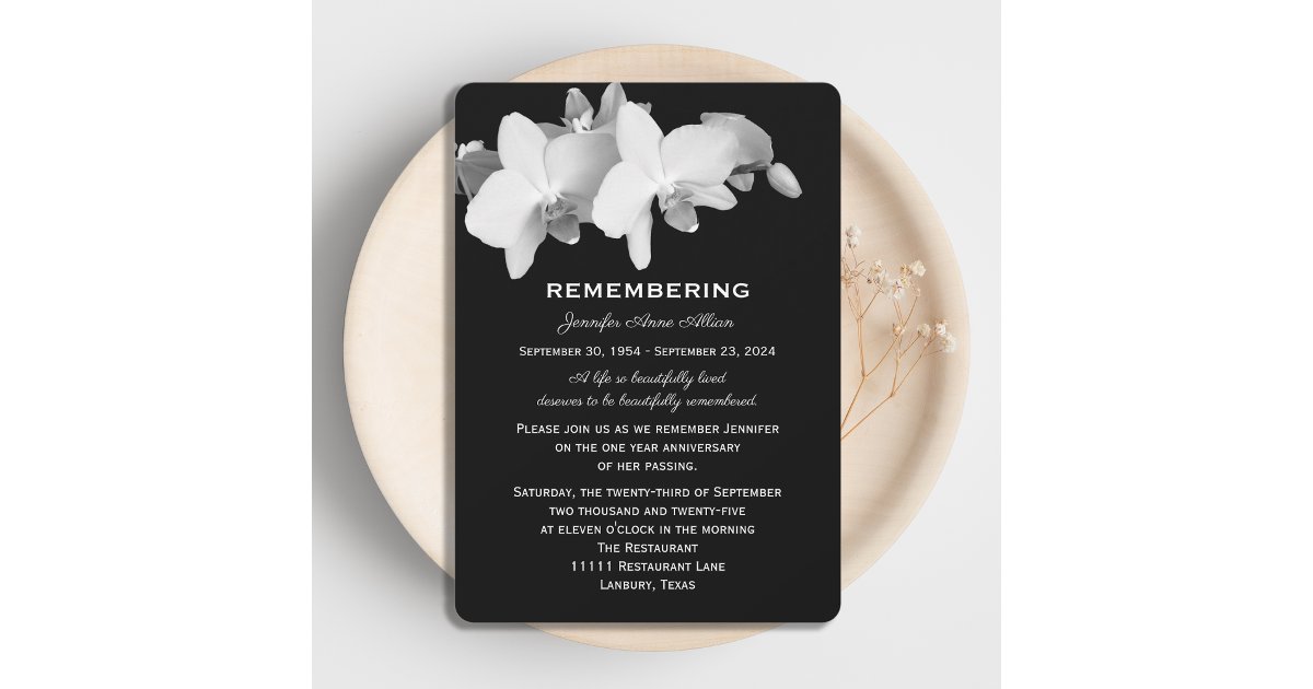 Orchid Death Anniversary Invitation | Zazzle