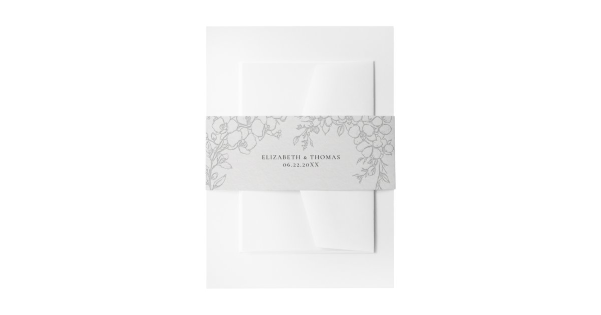 Orchid Elevated Ivory Formal Traditional Wedding Invitation Belly Band ...