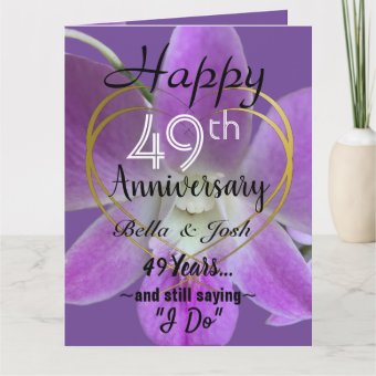 Orchid Flower 49th Wedding Anniversary Card | Zazzle