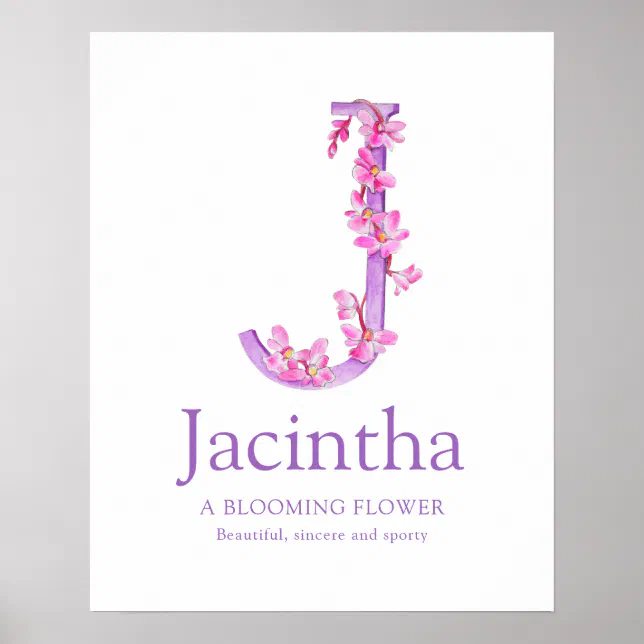 Orchid Letter J Jacintha custom name meaning Poster | Zazzle