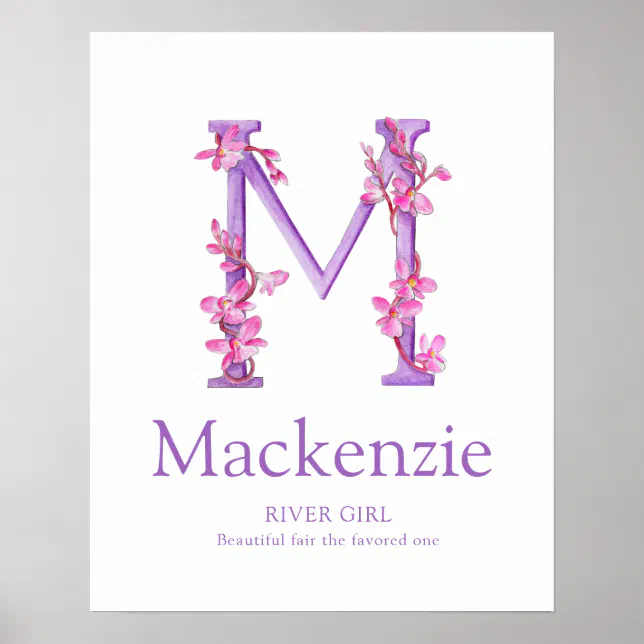 Orchid Letter M Mackenzie custom name meaning Poster | Zazzle