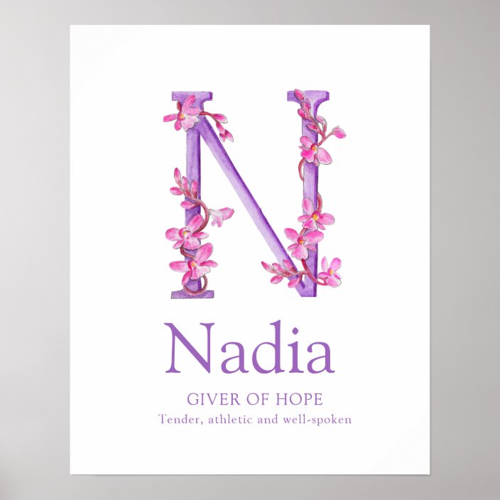 Orchid Letter N Nadia custom name meaning Poster | Zazzle.com
