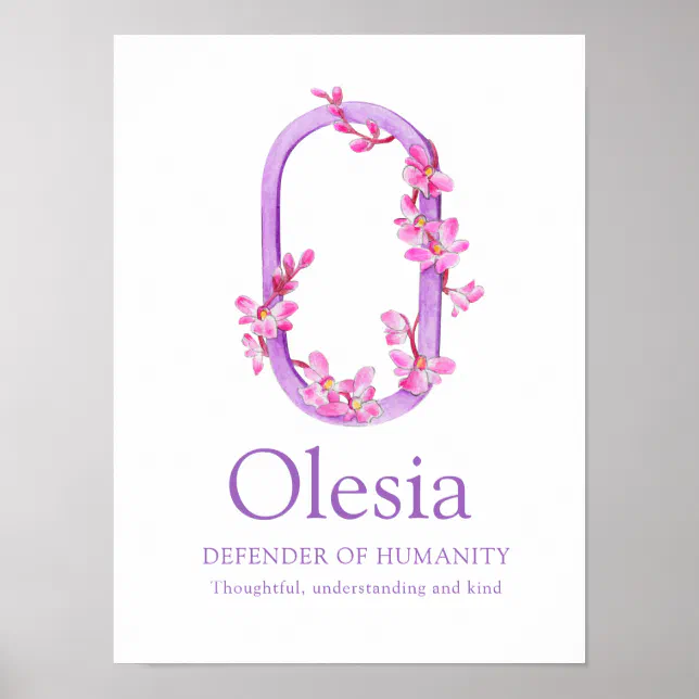 Orchid monogram letter O Olesia name meaning Poster | Zazzle