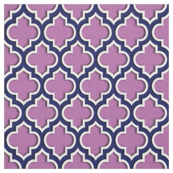 Blue & purple Moroccan geometric pattern Fabric | Zazzle.com