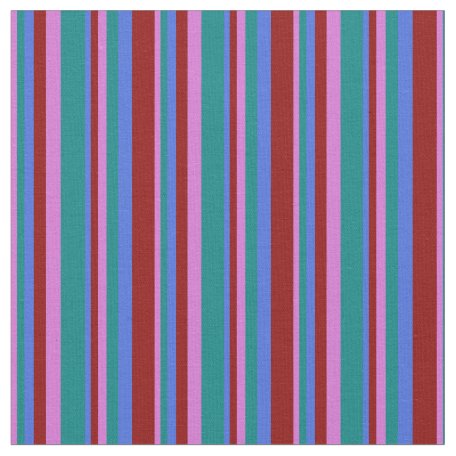 Royal Blue and Dark Red Colored Stripes Fabric | Zazzle