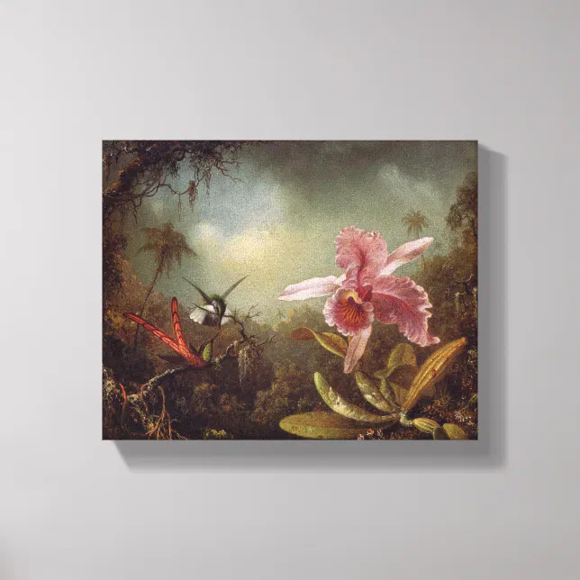 Orchid with Two Hummingbirds by Martin Heade Canvas Print | Zazzle