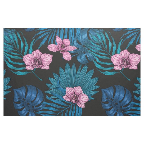 Pink Orchids In Bloom Fabric | Zazzle