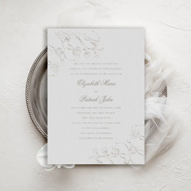 Orchids Ivory 2 Formal Traditional Parents Wedding Invitation | Zazzle