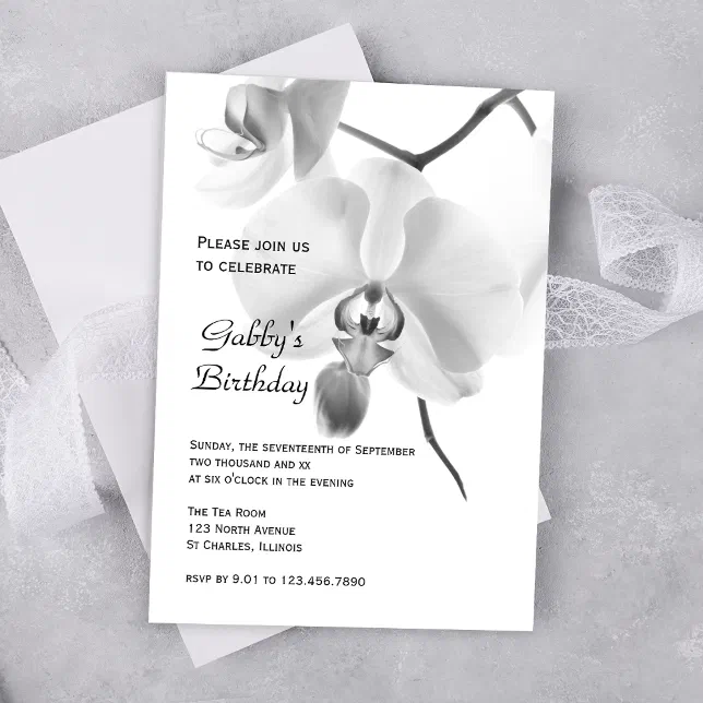 Orchids on the Stem Birthday Party Invitation | Zazzle