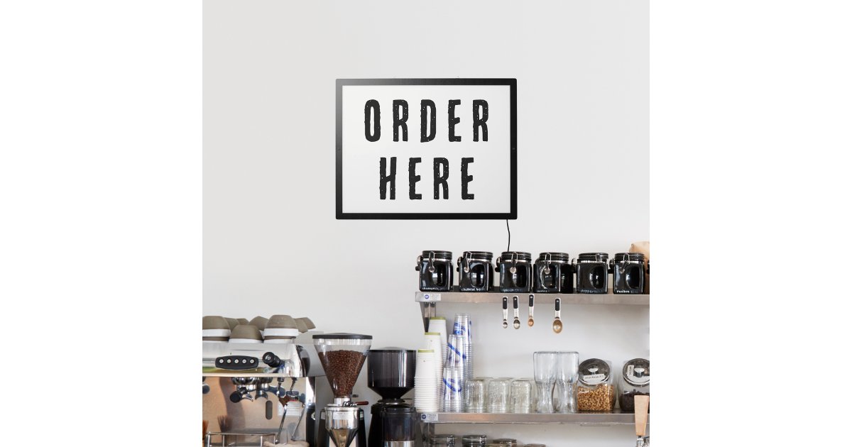 Order Here Custom Business Coffee Shop Bakery LED Sign | Zazzle